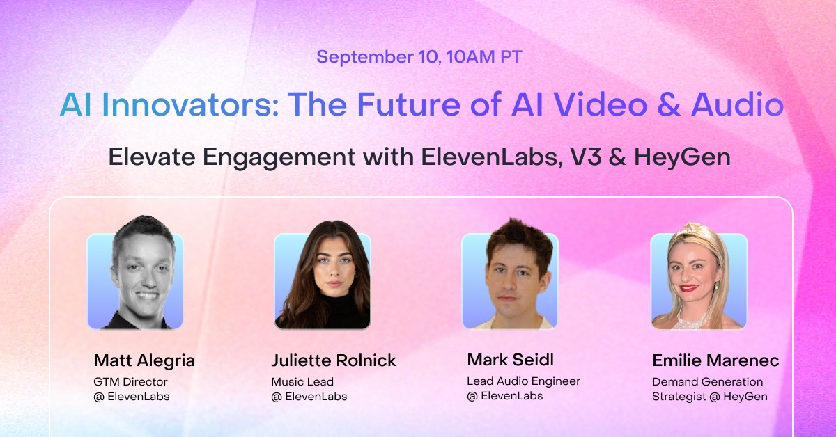 AI Innovators- The Future of AI: Elevating Engagement with ElevenLabs V3 & HeyGen Video - Event ...