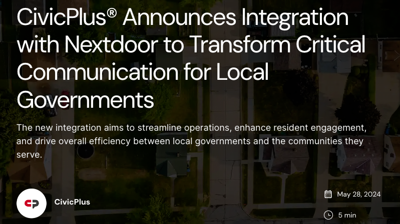 CivicPlus® Announces Integration with Nextdoor to Transform Critical ...