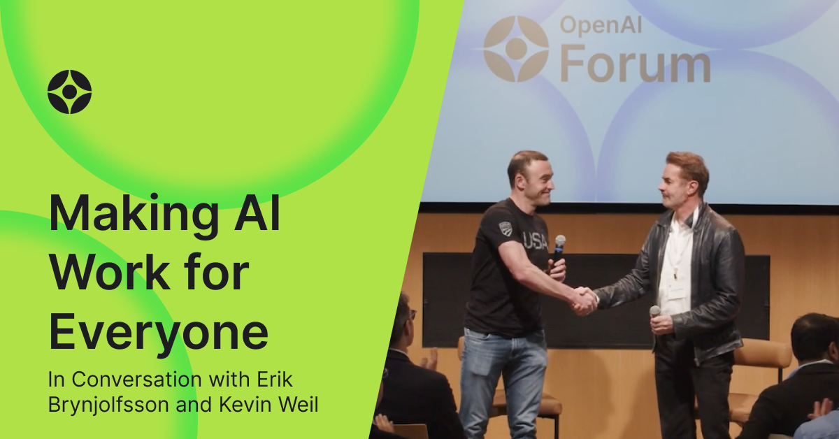 OpenAI Chief Product Officer Kevin Weil and Stanford Economist, Erik Brynjolfsson in ...